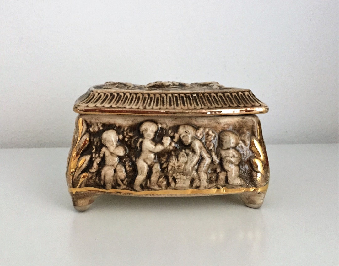 Hand Painted Ceramic Box Made in Italy With Cherubs Hand - Etsy