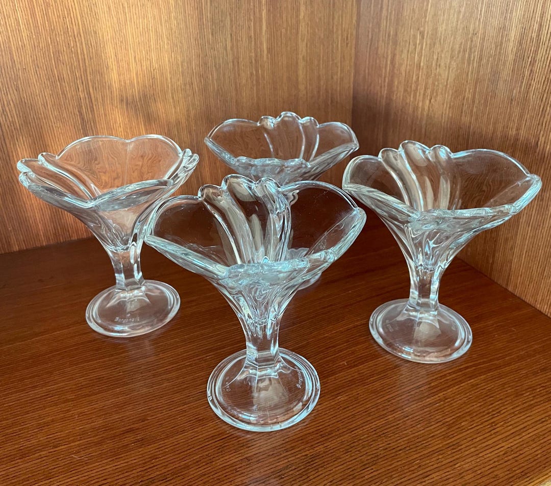 Vintage 80s Glass Ice Cream Cups From Borgonovo Italy Glassworks ...