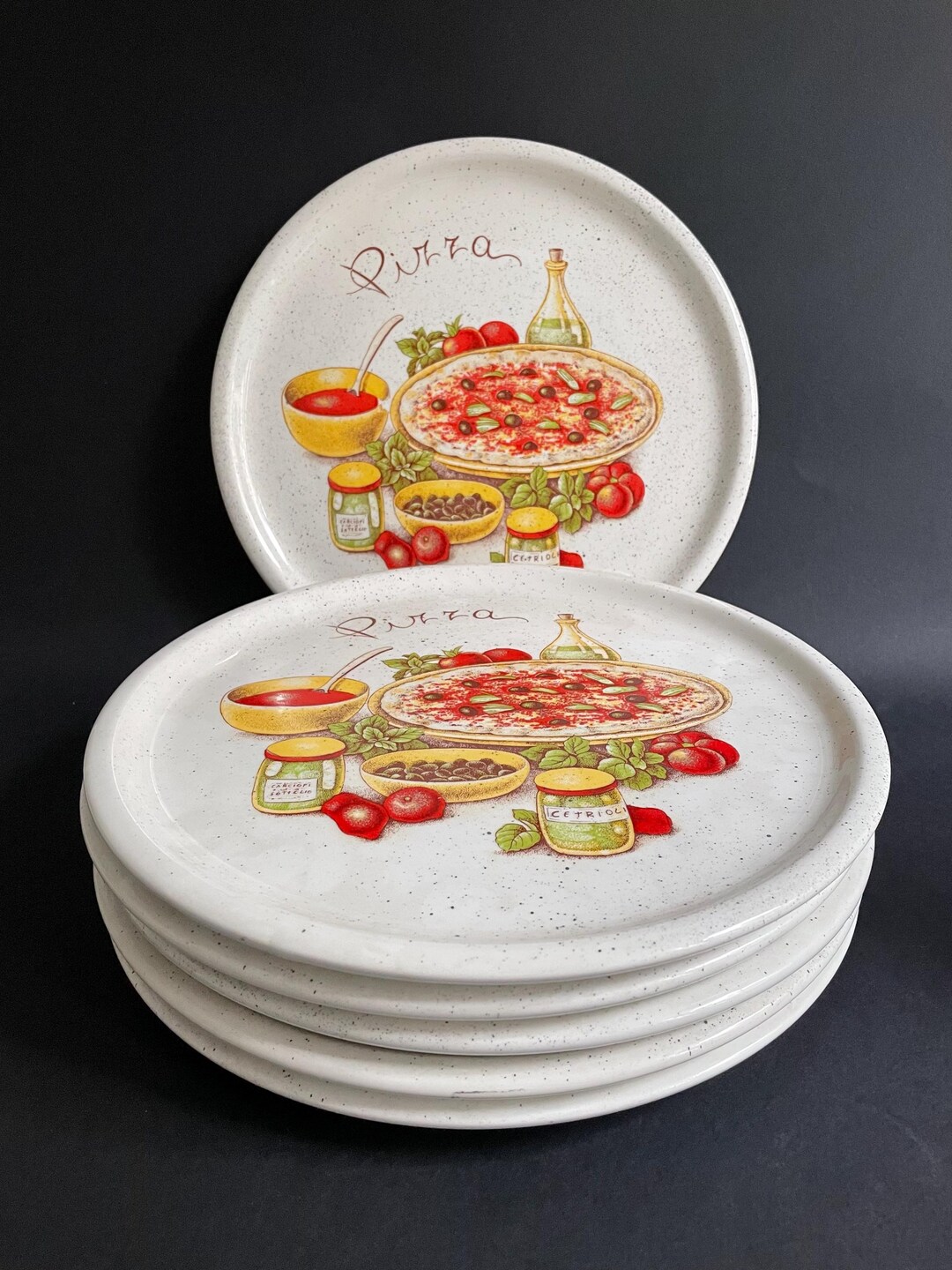 Set of 6 Pizza Plates / 80's Vintage Italian Ceramic / Real Italian ...
