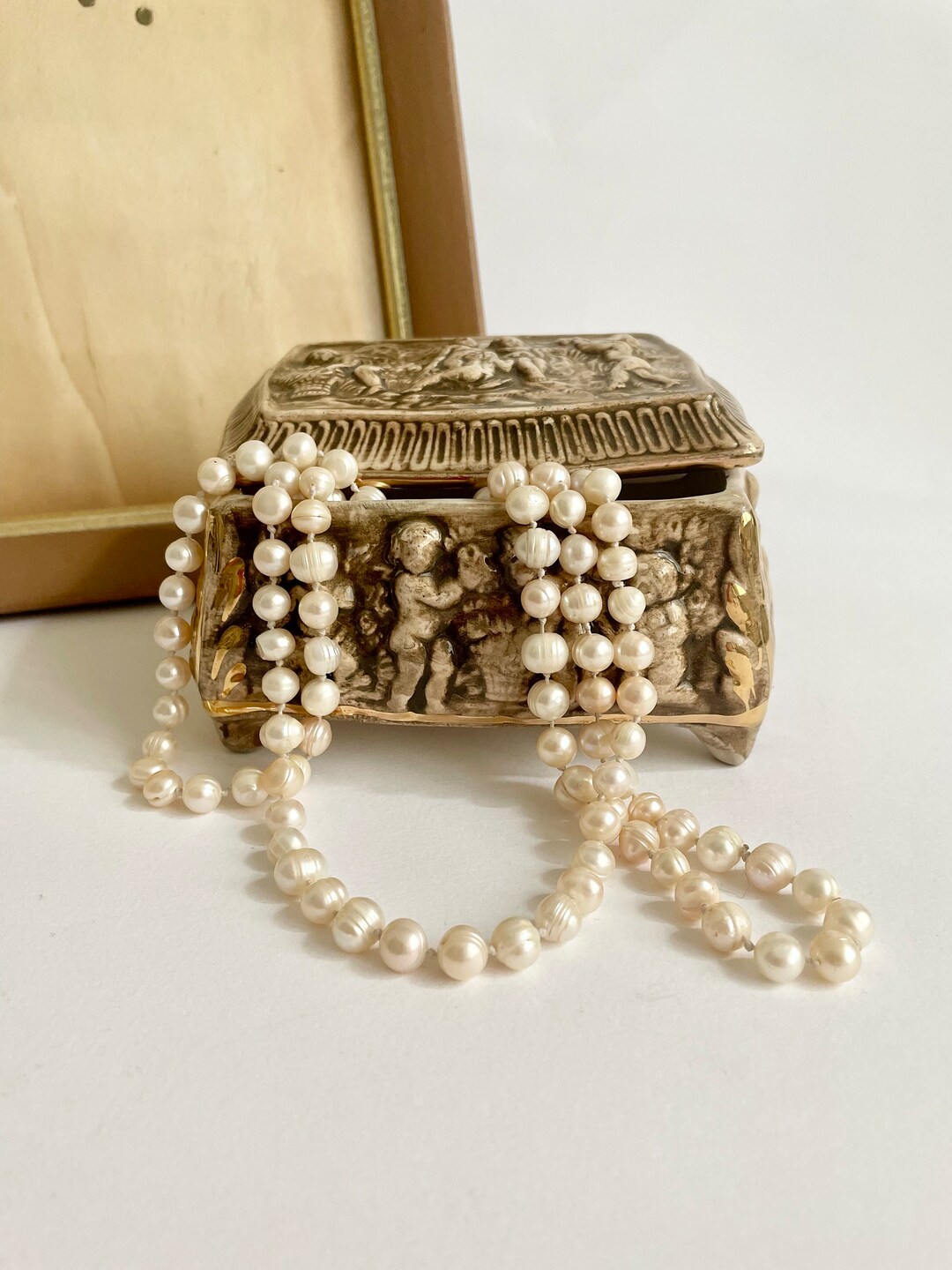 Golden Casket With Putti Handcrafted Ceramic Box Hand Painted Made in ...
