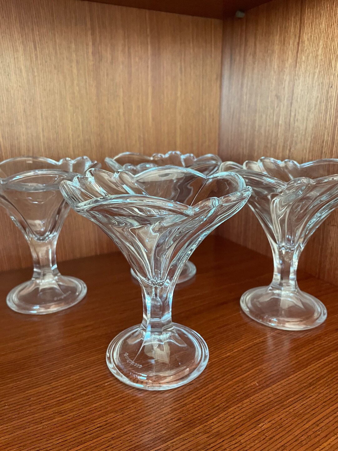Vintage 80s Glass Ice Cream Cups From Borgonovo Italy Glassworks / Ice ...