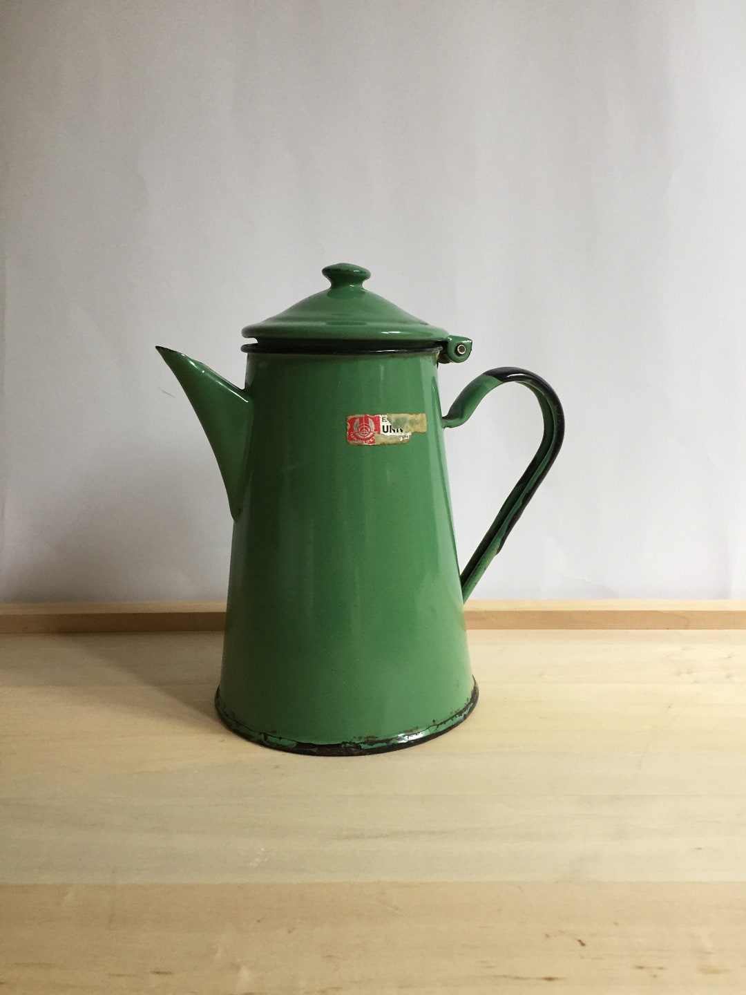 Green Enamelled Coffee Pot Made in Poland 1960s - Vintage Enamel Teapot ...