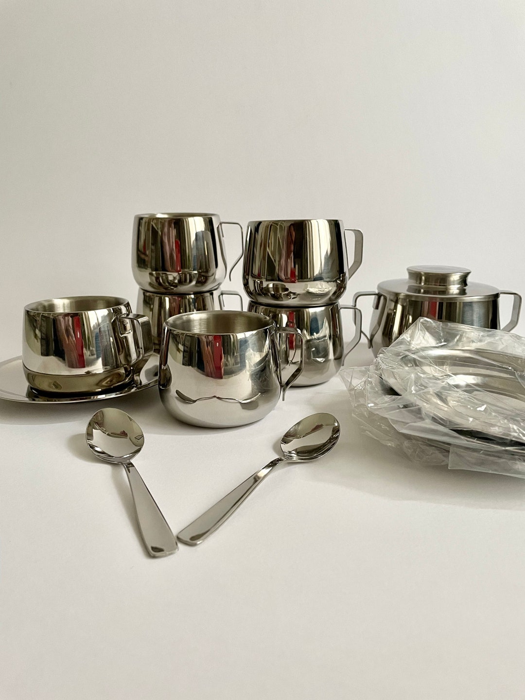 Espresso Coffee Set in 18/10 Stainless Steel / Vintage Italian 70s ...