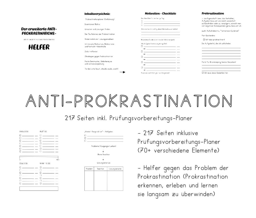 Advanced Anti Procrastination Helper | Over 500 Pages I Digital ...