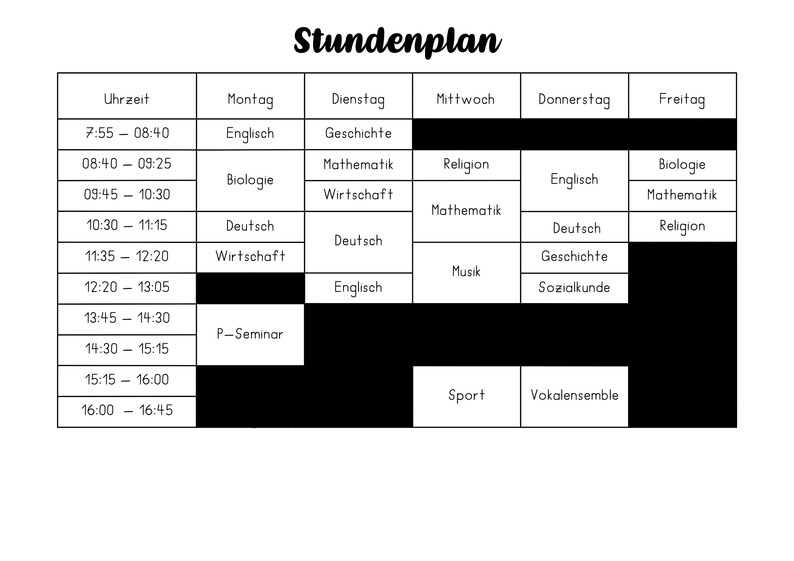 Timetable - Digital Printables - Aesthetic & Minimalist - Black and ...