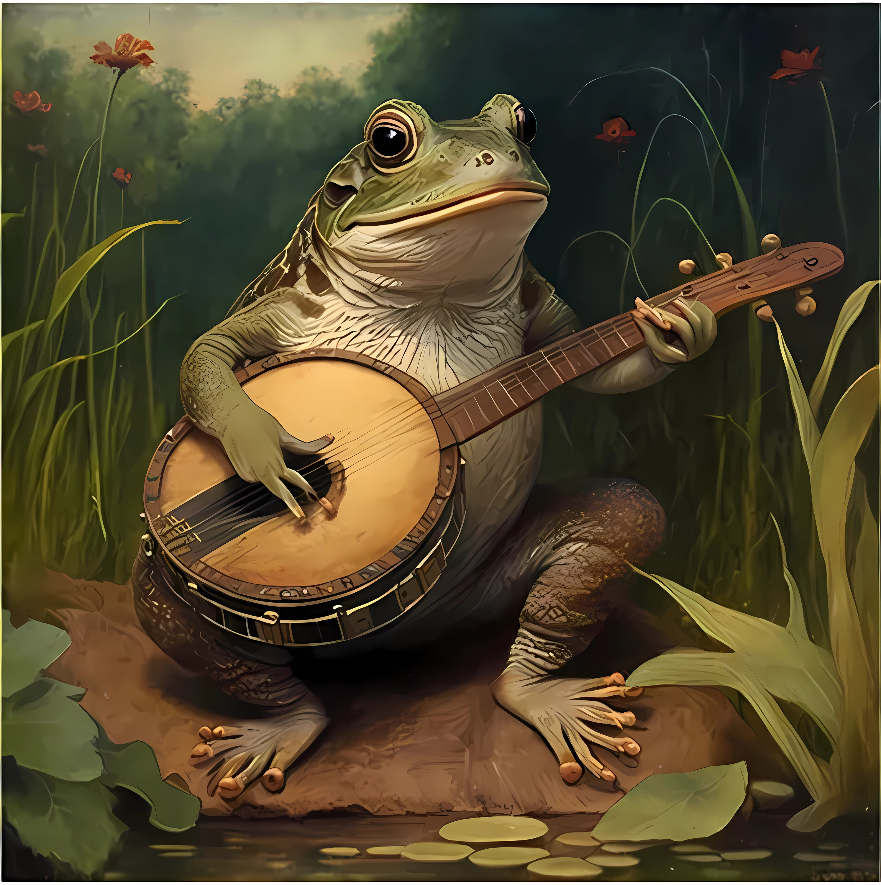 Vintage Banjo Frog Art Creativity Poster Digital Art - Etsy