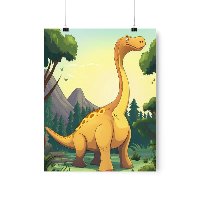 Cartoon Long Neck Dinosaur Poster for Kids Bedroom Multiple - Etsy