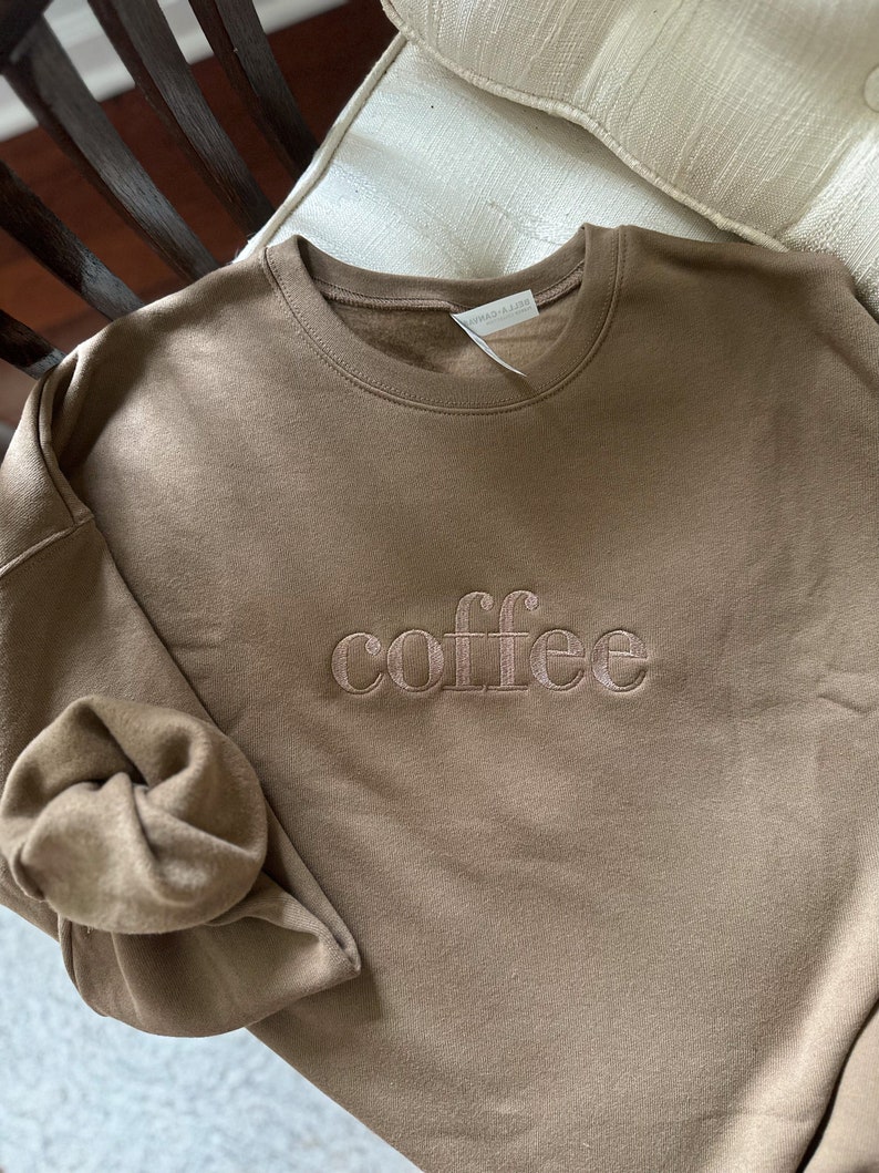 Coffee Sweatshirt | Coffee | Coffee Lover Gift | Embroidered Crewneck ...