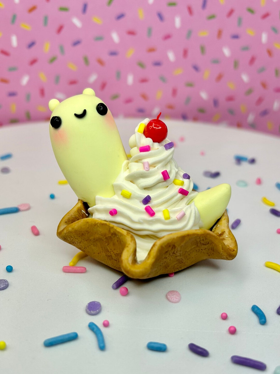 Polymer Clay Sundae Snail Figurine: Waffle Cone Shell - Etsy