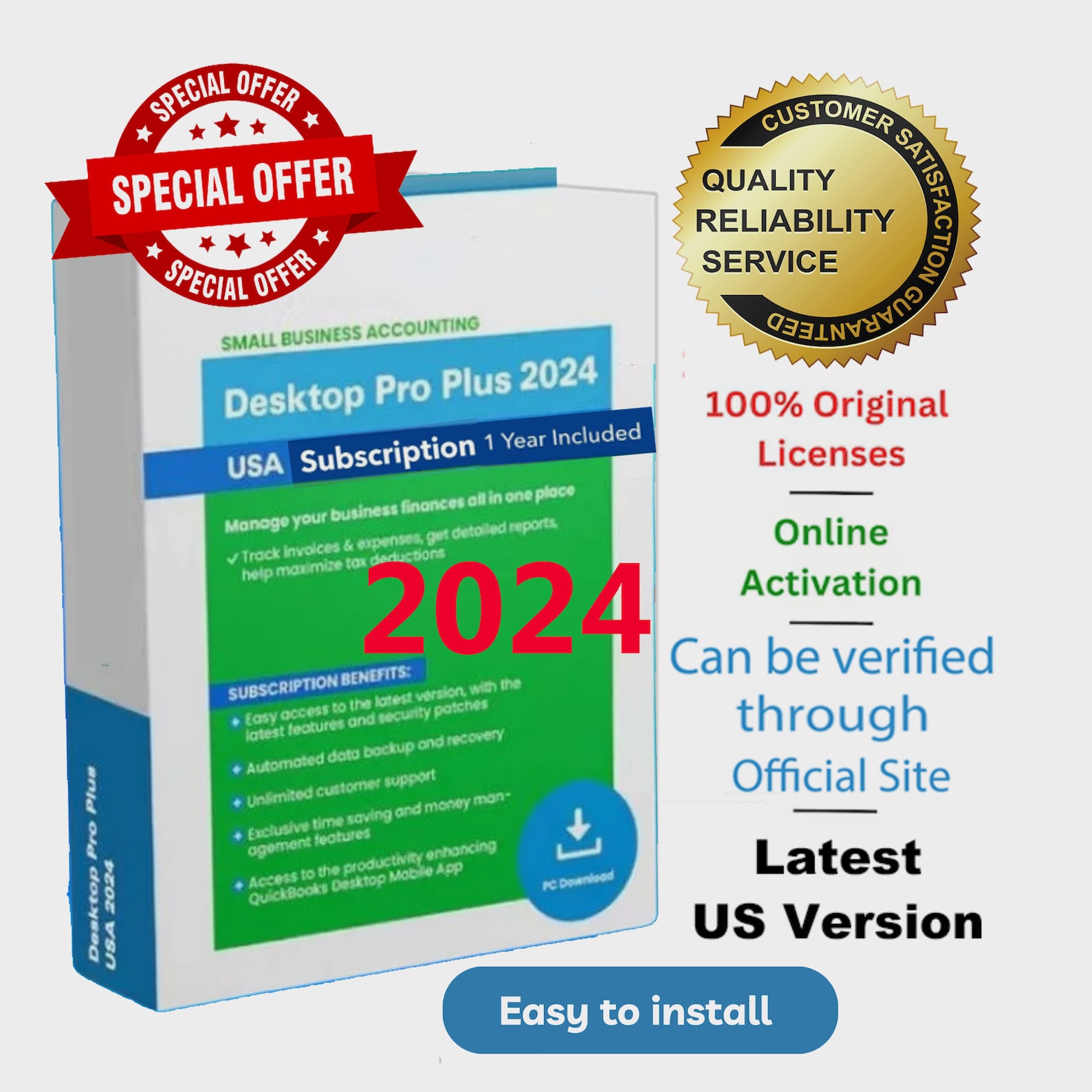 Quick Desktop Pro Plus 2024 Latest US Updatable Version for Accounting ...