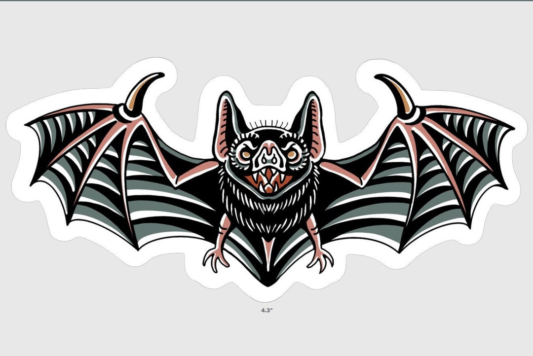 American Traditional Bat Sticker - Etsy