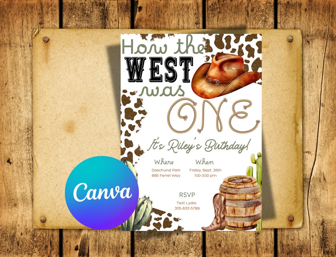 Wild West One: Printable 1st Birthday Invitation - Etsy