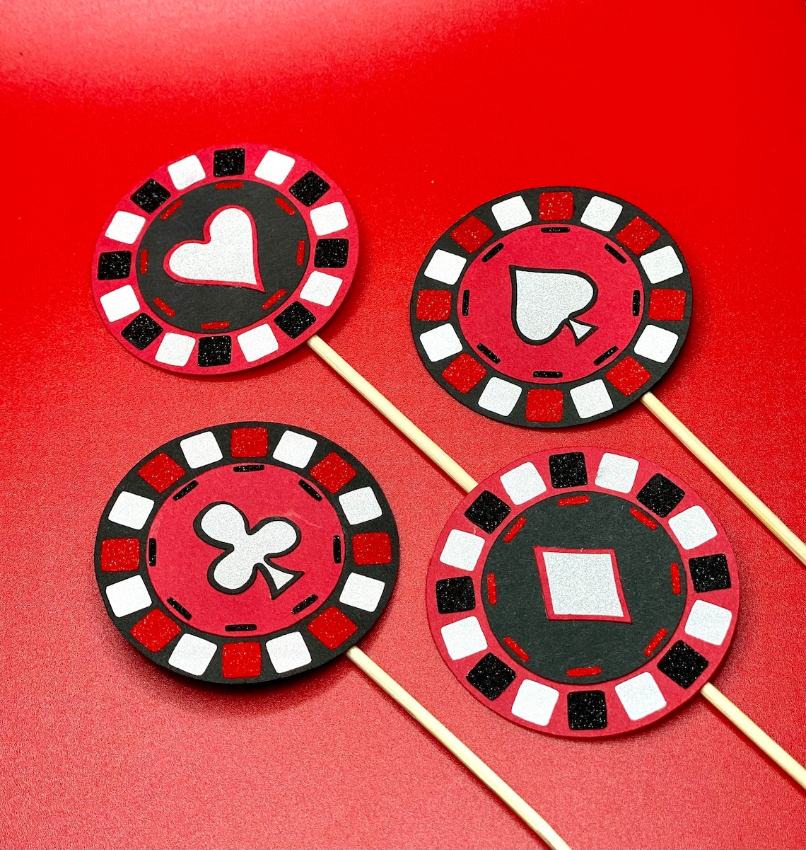 Casino Slot Machine Cupcake Toppers Cake Toppers Deck of Cards Poker ...