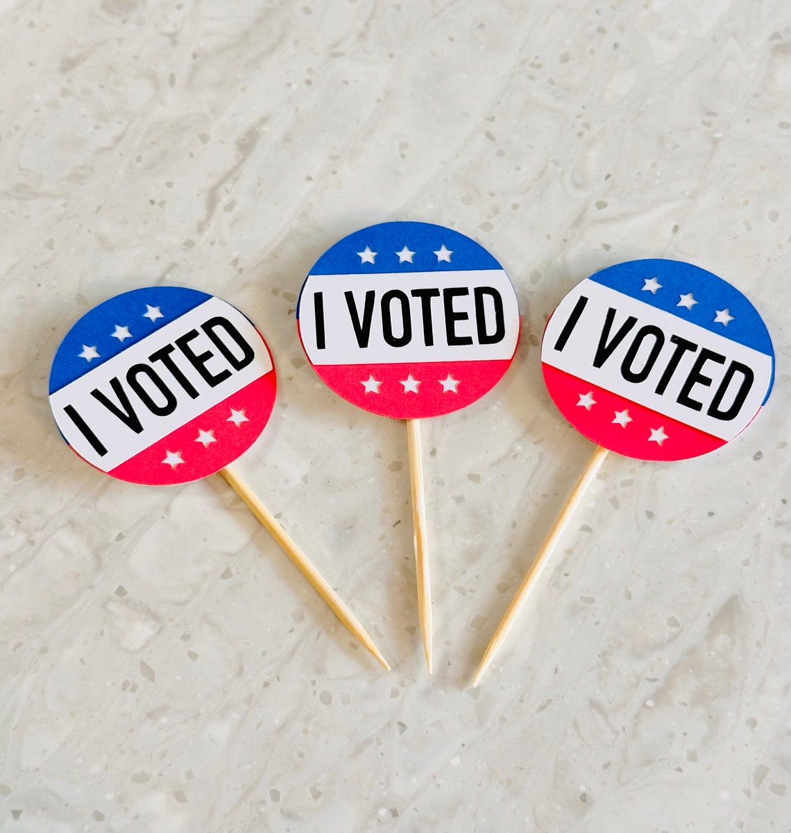 I Voted Voting Day Cupcake Toppers Cake Toppers Red White Blue Stars ...