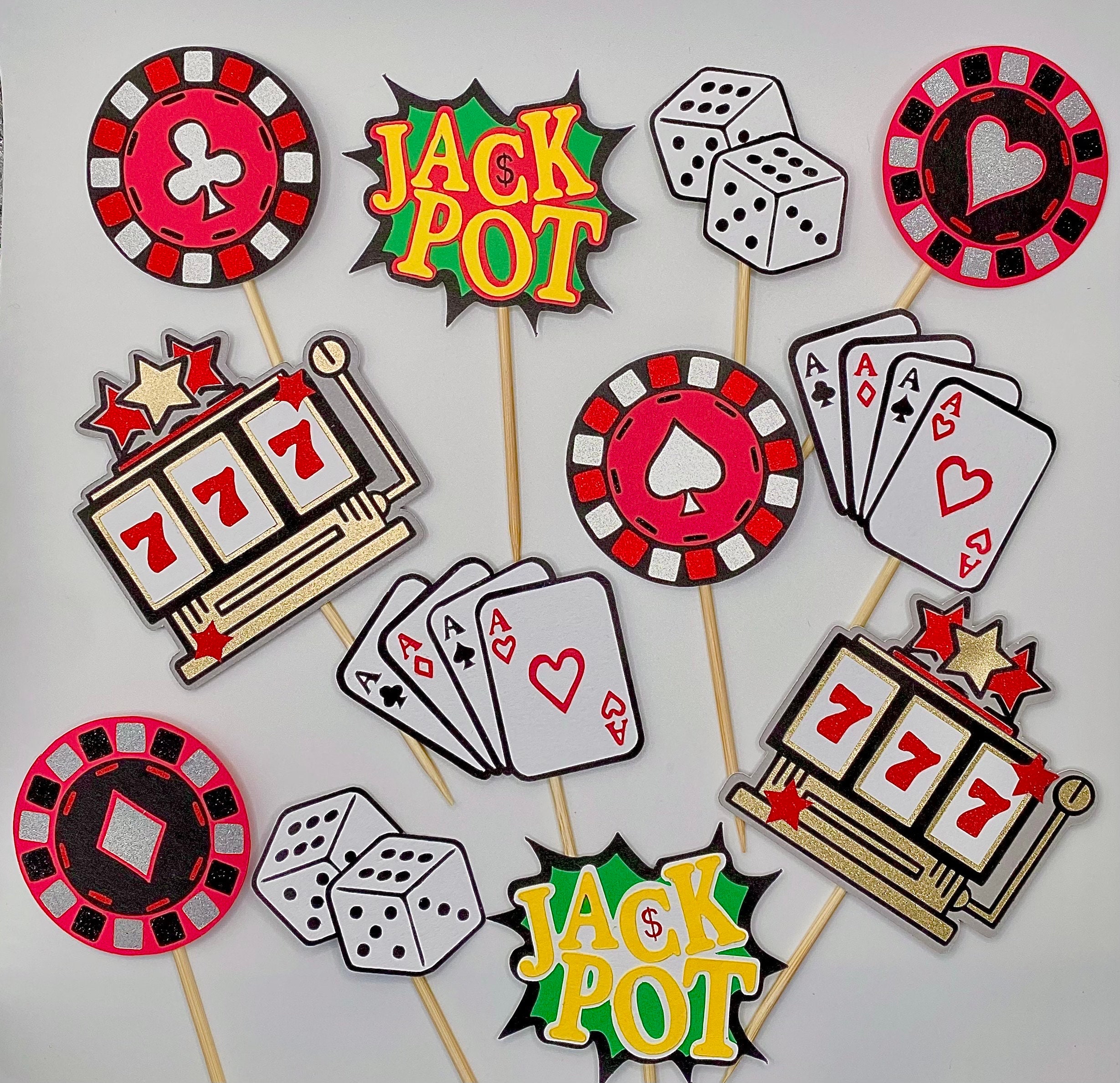 Casino Slot Machine Cupcake Toppers Cake Toppers Deck of Cards Poker ...