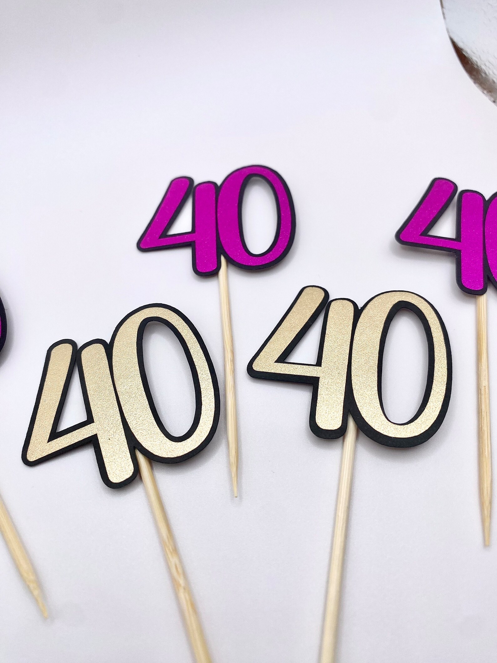 40th Birthday Cupcake Toppers, Pink & Gold, 12-piece Set - Etsy