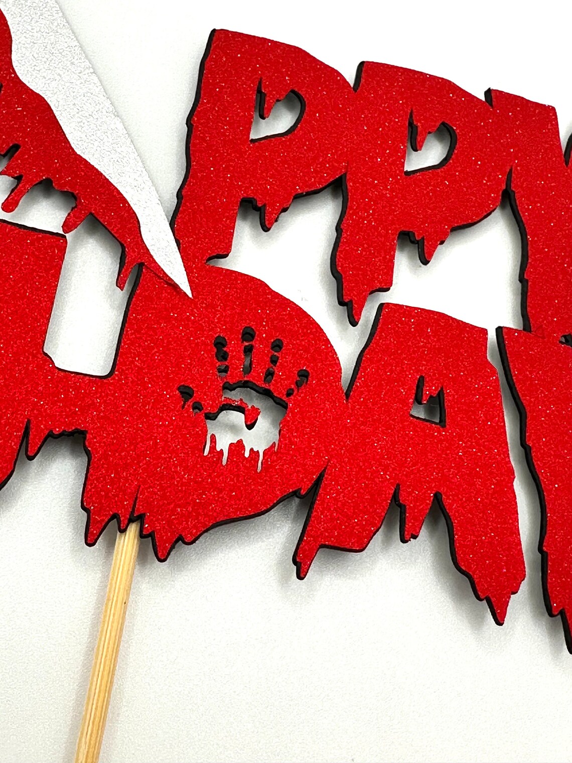 Halloween Slasher Bloody Knife Cake Topper Happy Birthday Photo Prop - Etsy