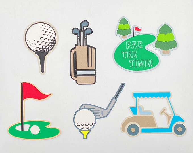 Golf Par Tee Time Cupcake Toppers Golf Club Flag Golfcart Golfbag Golf ...