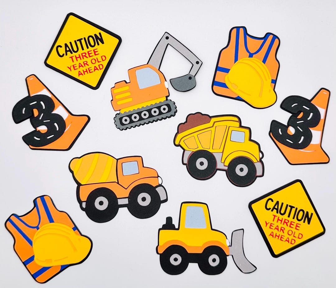 Construction Party Birthday Cupcake Toppers Construction Vehicles Signs ...