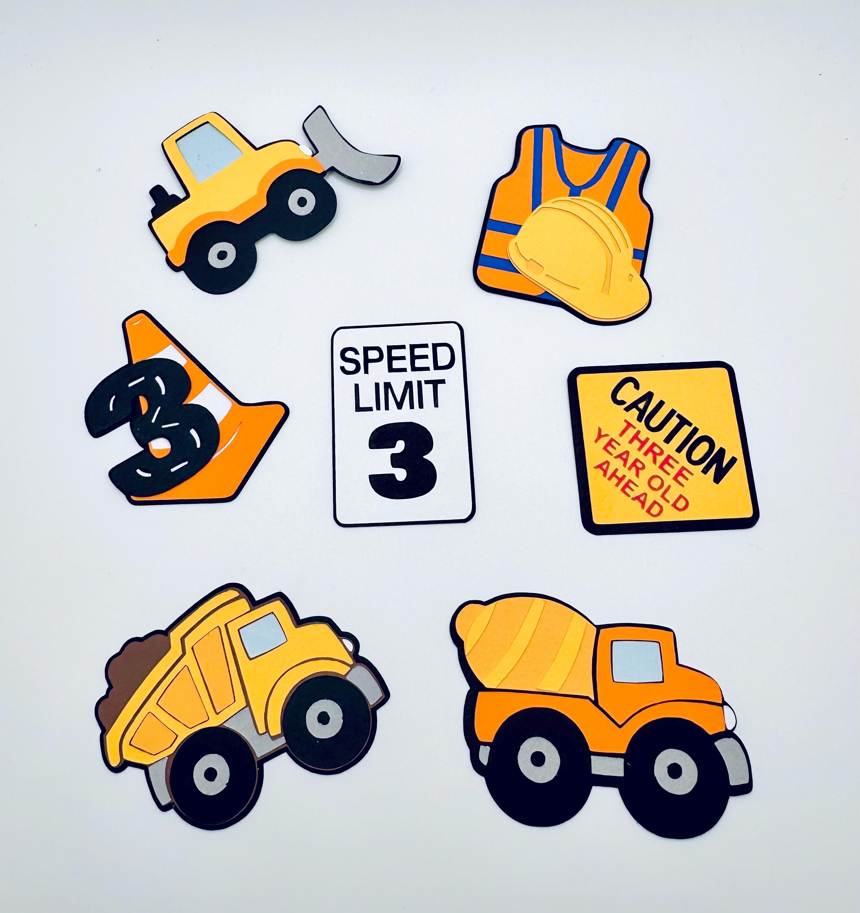 Construction Party Birthday Cupcake Toppers Construction Vehicles Signs ...