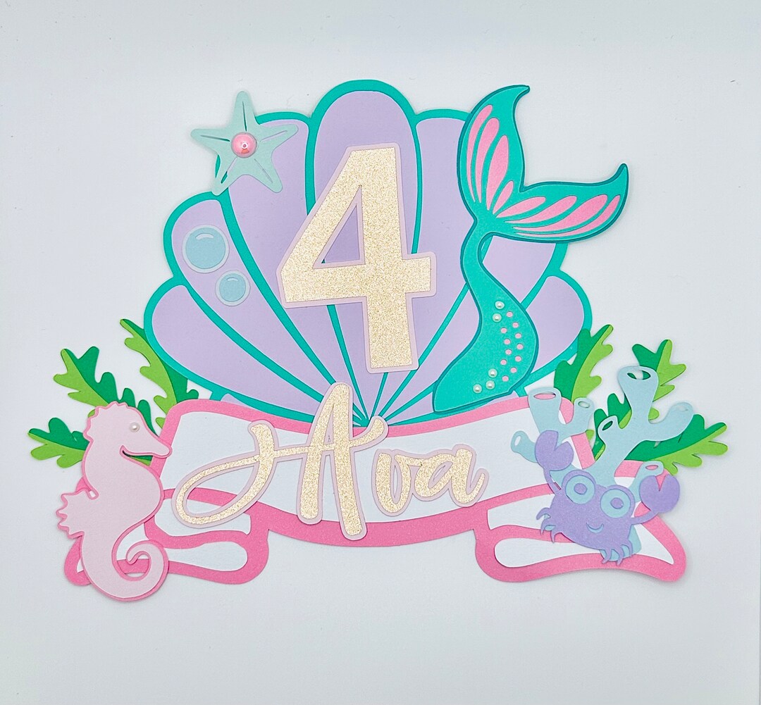 Personalized Mermaid Birthday Cake Topper, Under the Sea Theme - Etsy