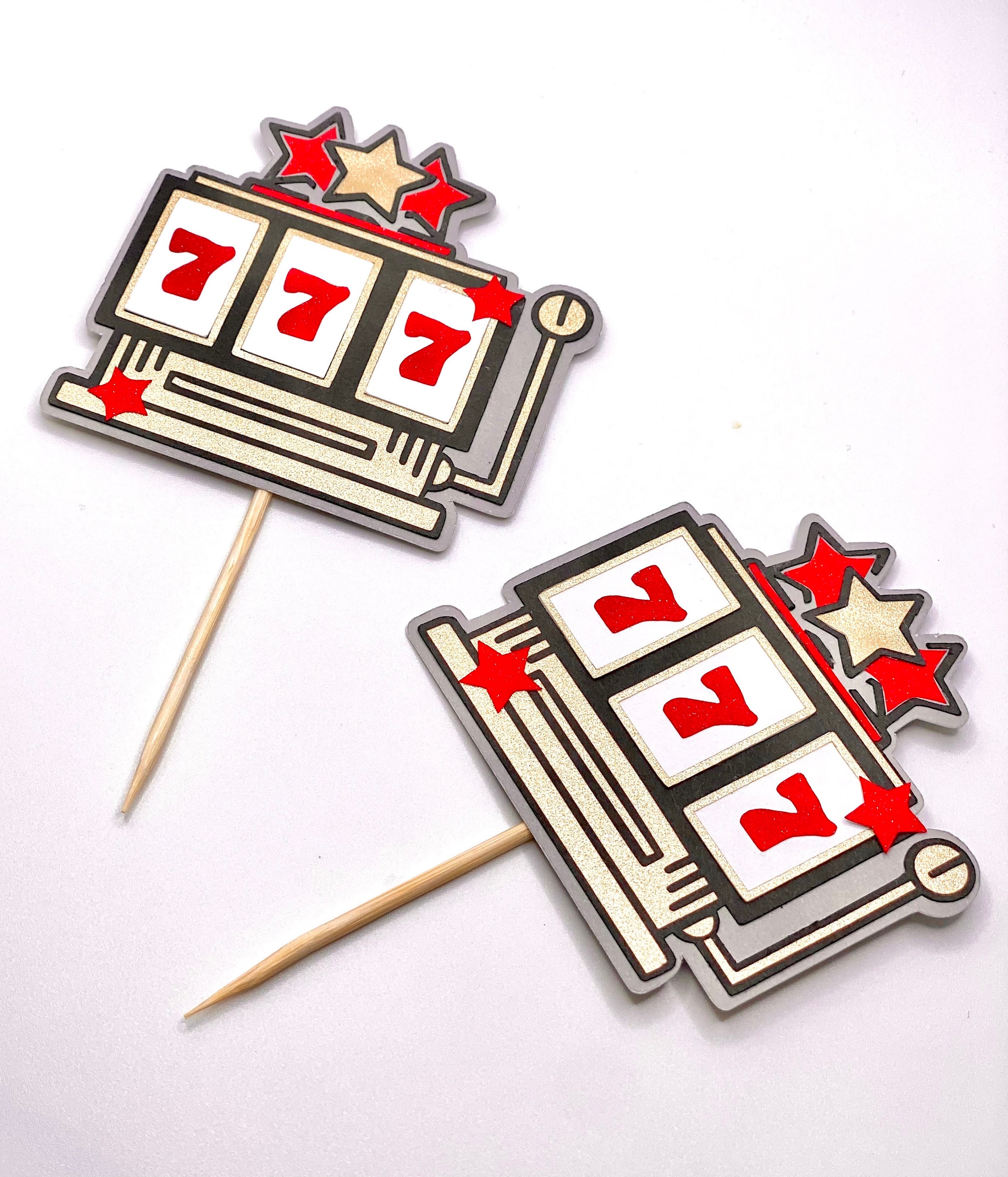 Casino Slot Machine Cupcake Toppers Cake Toppers Deck of Cards Poker ...