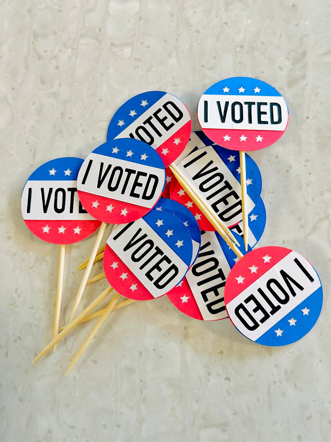 I Voted Voting Day Cupcake Toppers Cake Toppers Red White Blue Stars ...