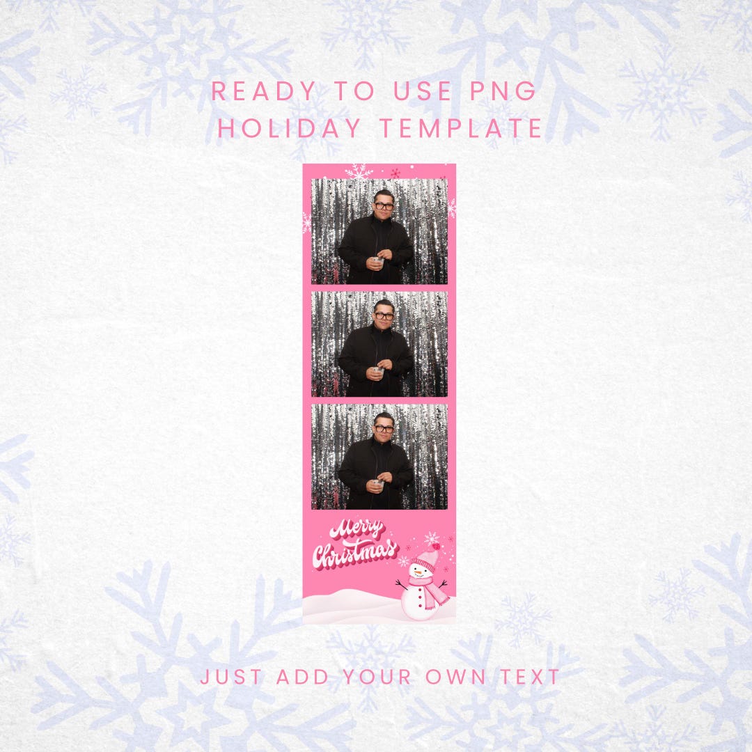 Cute Snowman Pink Christmas Photo Booth Template | 2x6 Ready-to-use PNG ...