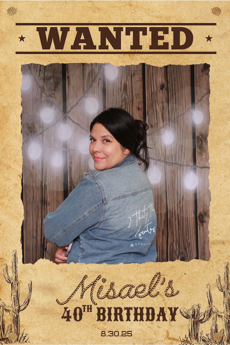 Western Wanted Poster Photo Booth Template: Rustic Cowboy Party (canva ...