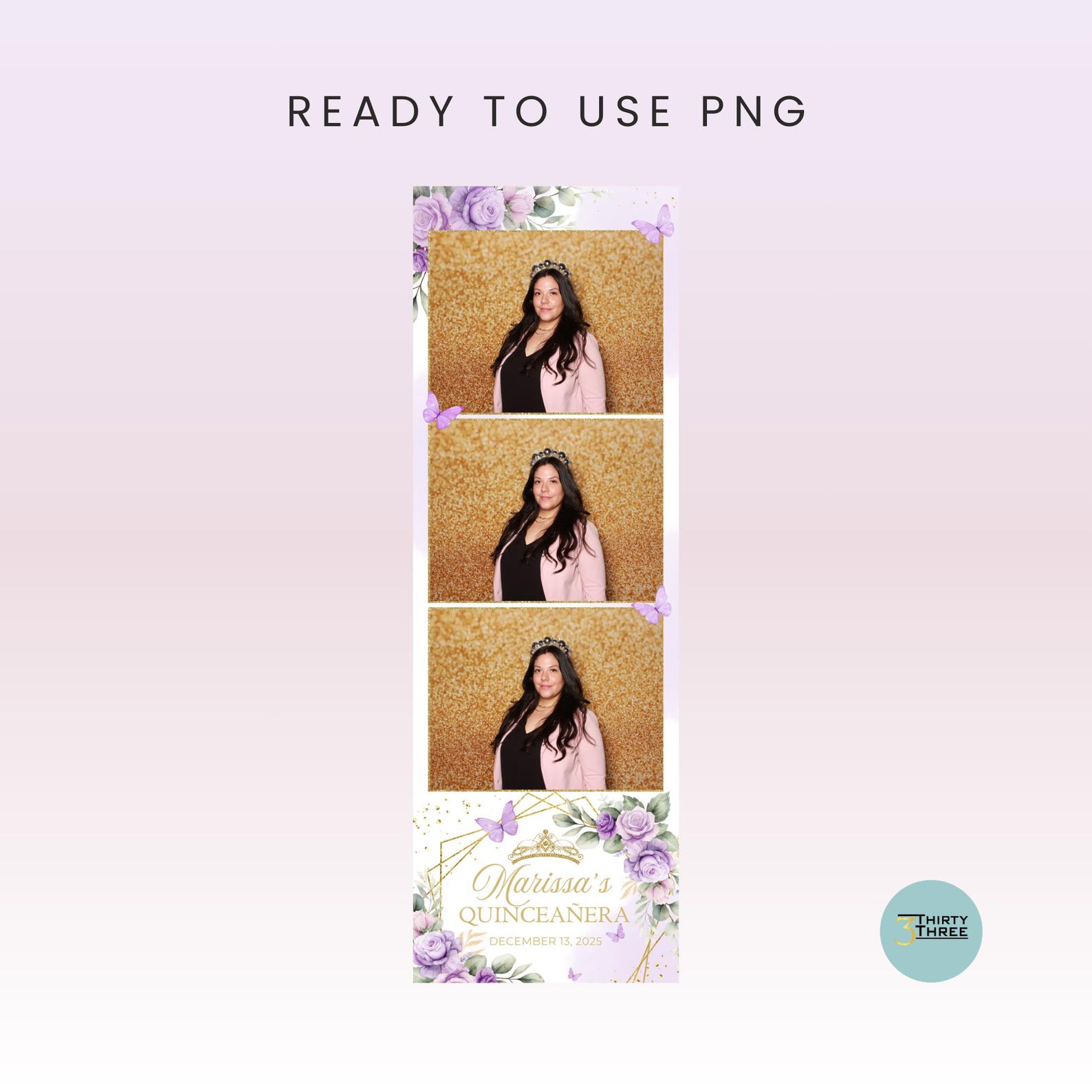 Lavender Butterfly Quinceañera Photo Booth Template | 2x6 PNG - Etsy