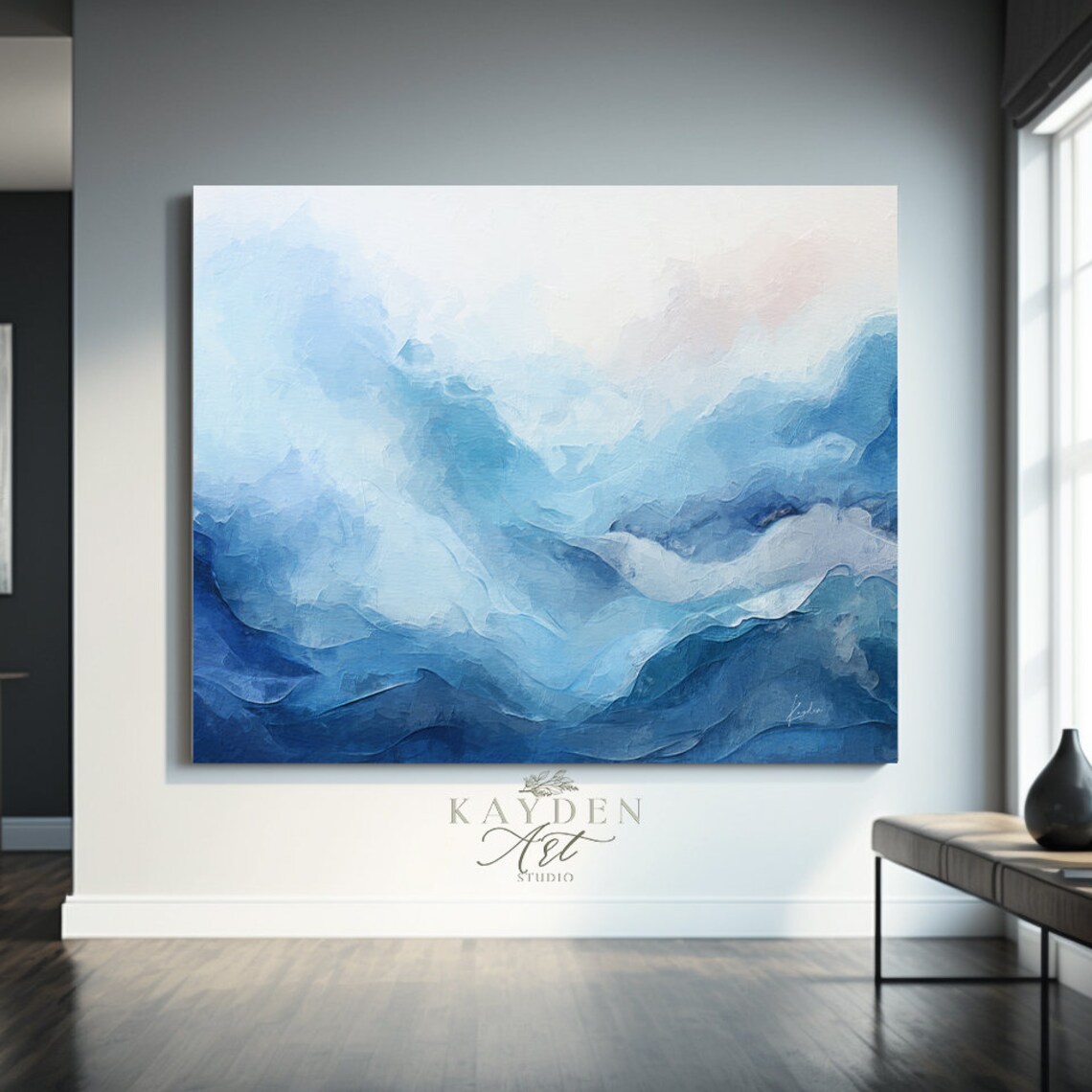 Blue Bliss Ocean Waves Abstract, Digital Art Print, Downloadable, Self ...