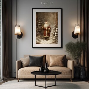 Vintage Santa Claus, Christmas Portrait, Wintery Forest, Holiday Wall ...