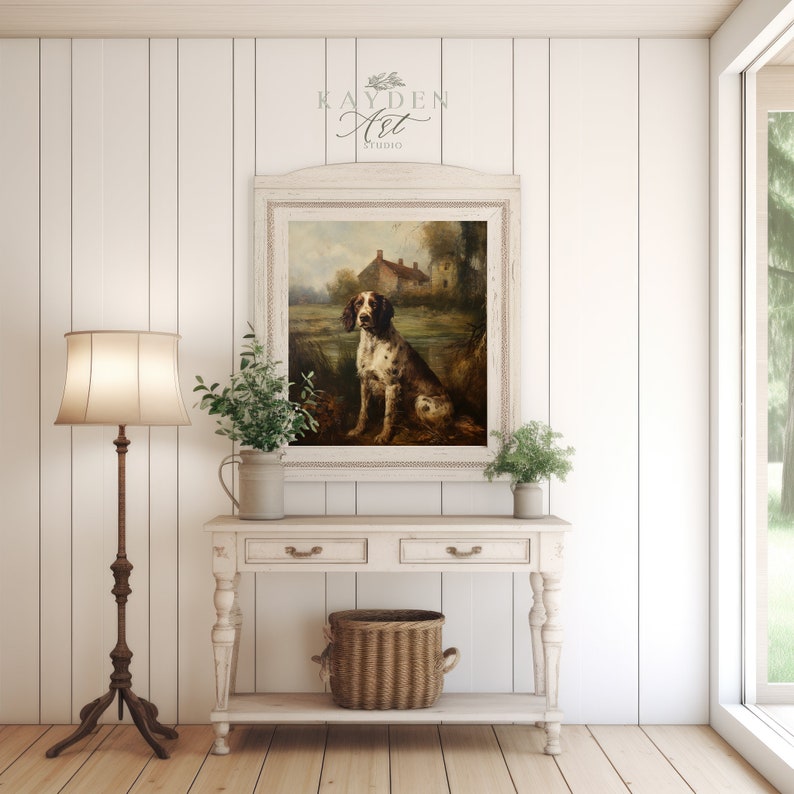 Spaniel Dog Digital Art Print Oil Style Painting English Countryside ...