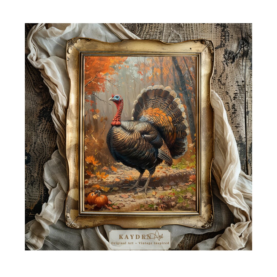 Vintage Turkey Art Print Fall Autumn Thanksgiving Holiday Wall Art ...
