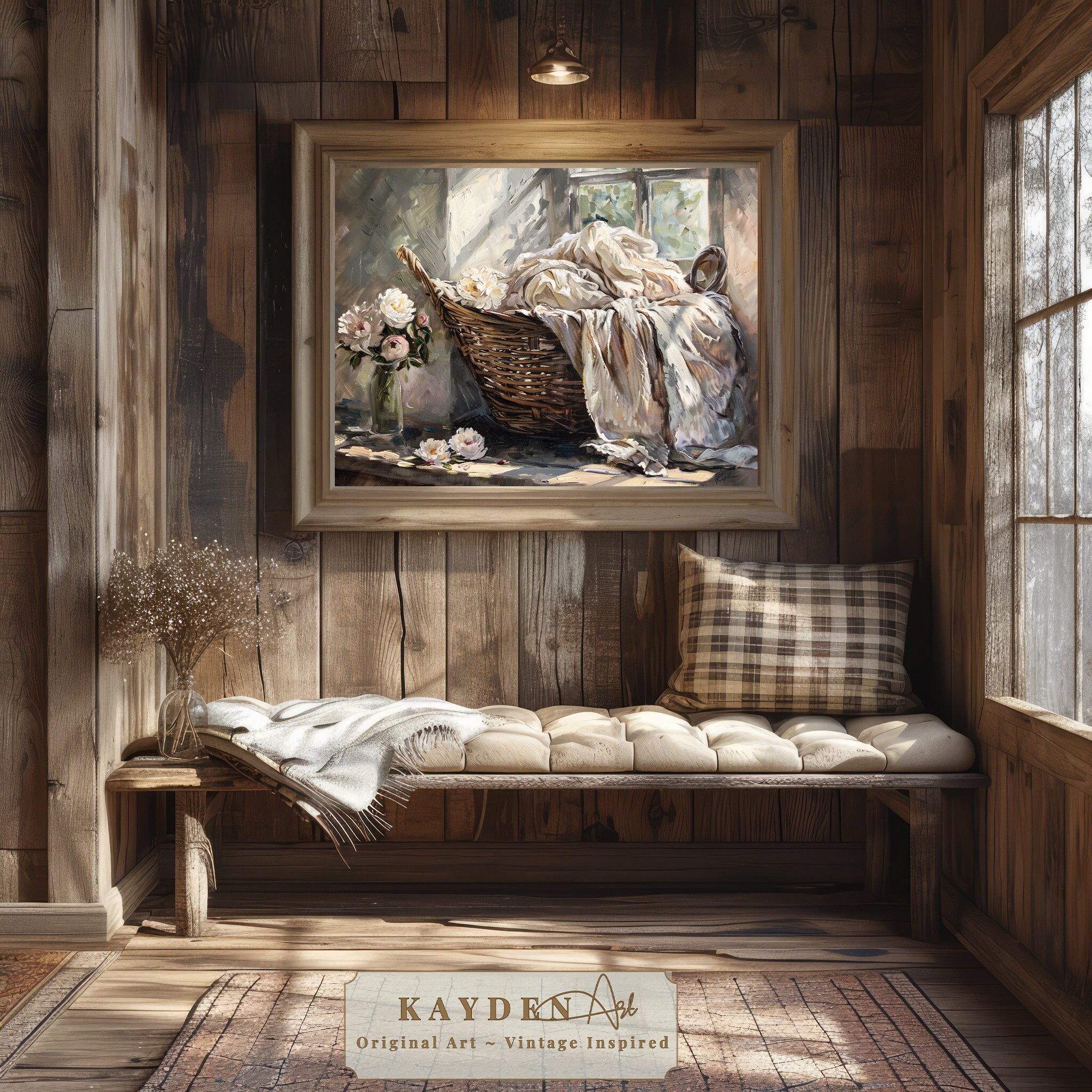 Vintage Style Basket of Laundry | Laundry Room Decor | Flowers ...