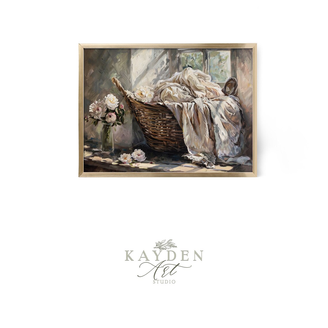 Vintage Style Basket of Laundry | Laundry Room Decor | Flowers ...