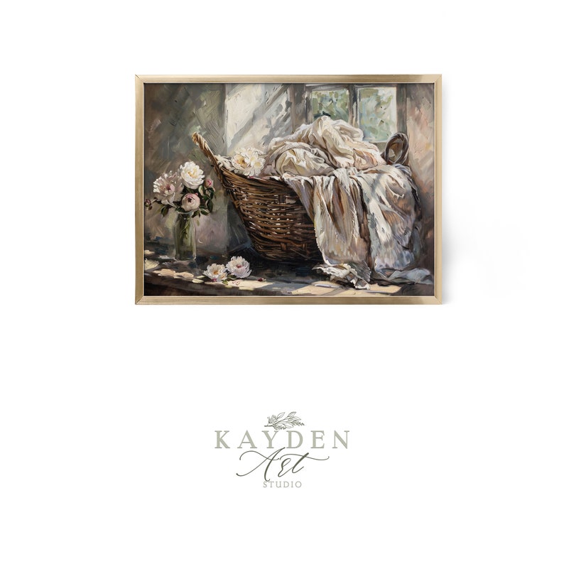 Vintage Style Basket of Laundry | Laundry Room Decor | Flowers ...
