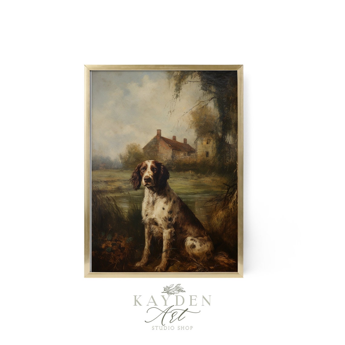 Spaniel Dog, Digital Art Print, Oil Style Painting English Countryside ...