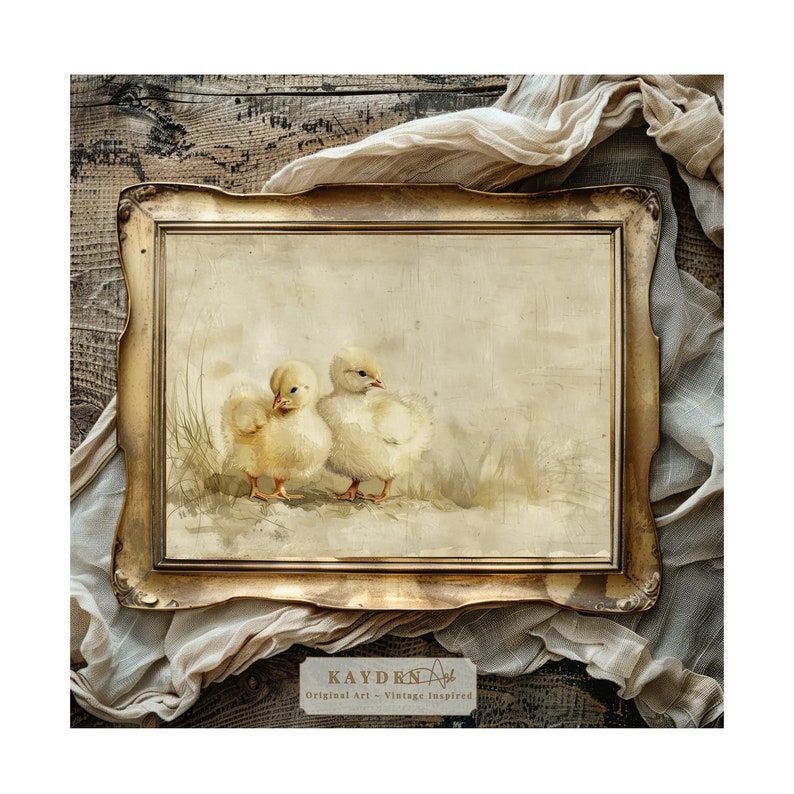 Spring Chicks, Baby Chickens, Vintage, Watercolor Style, Still Life ...