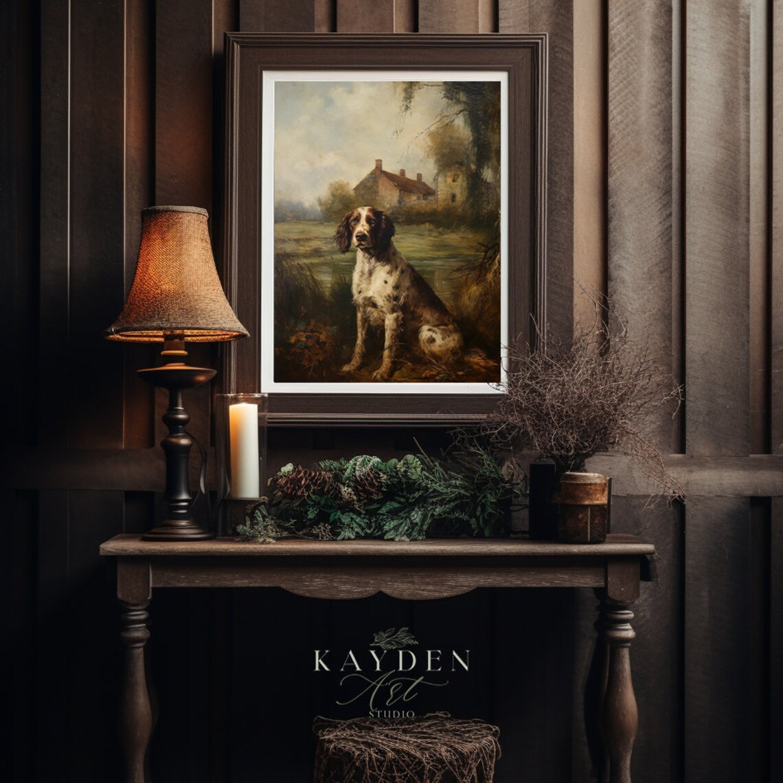 Spaniel Dog, Digital Art Print, Oil Style Painting English Countryside ...