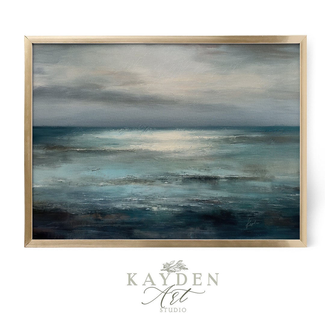 Moody Sea, Blue/green Abstract Seascape Digital Download Artwork, Art ...