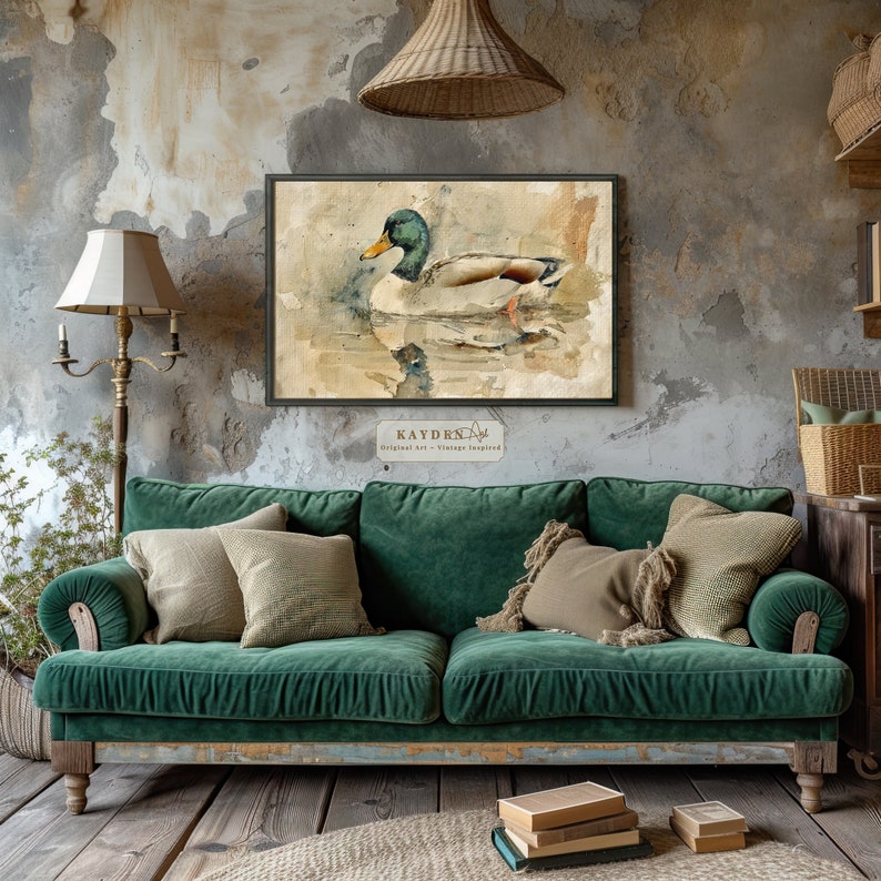 Vintage Mallard Duck Watercolor Painting Original Art Print Home Decor ...