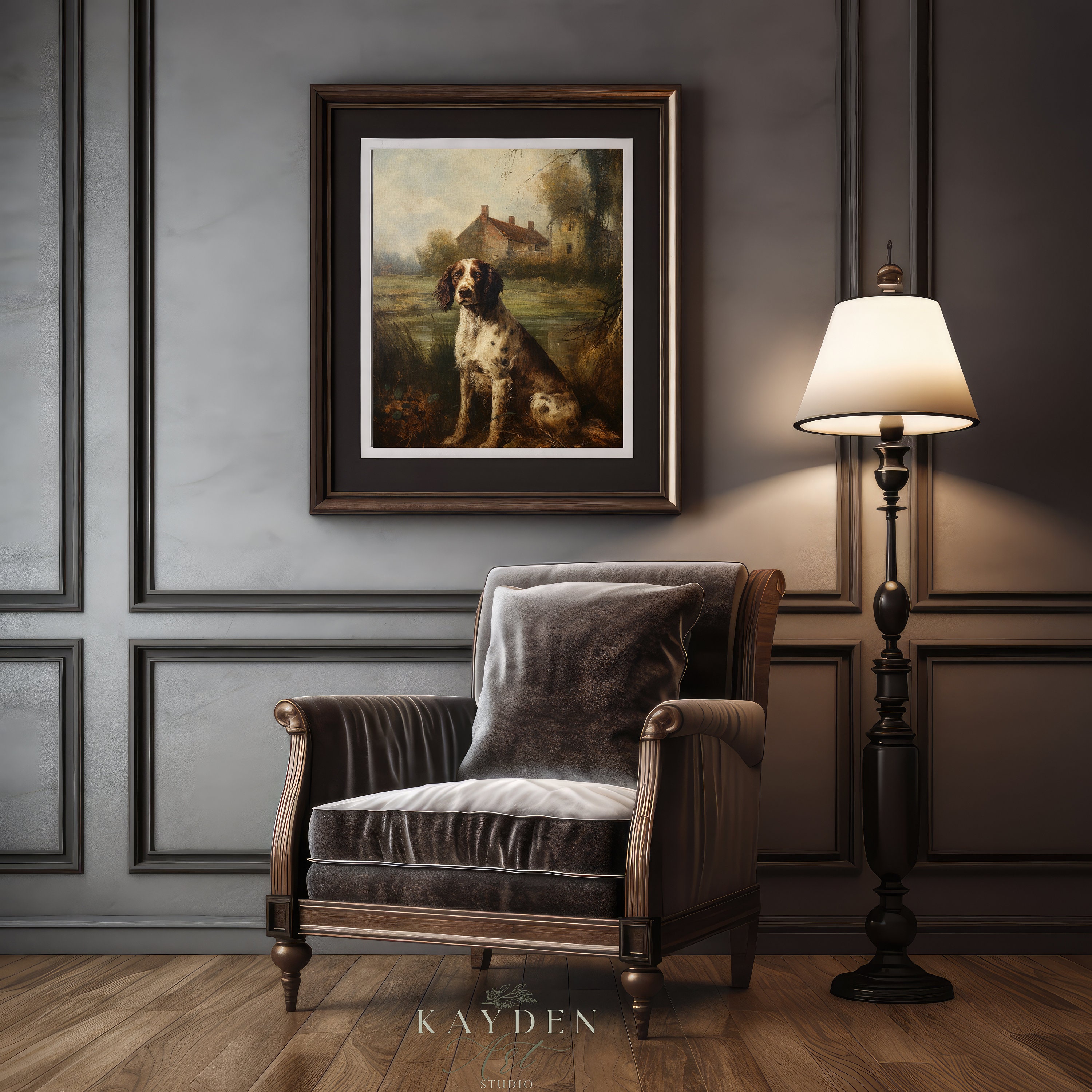 Spaniel Dog Digital Art Print Oil Style Painting English Countryside ...