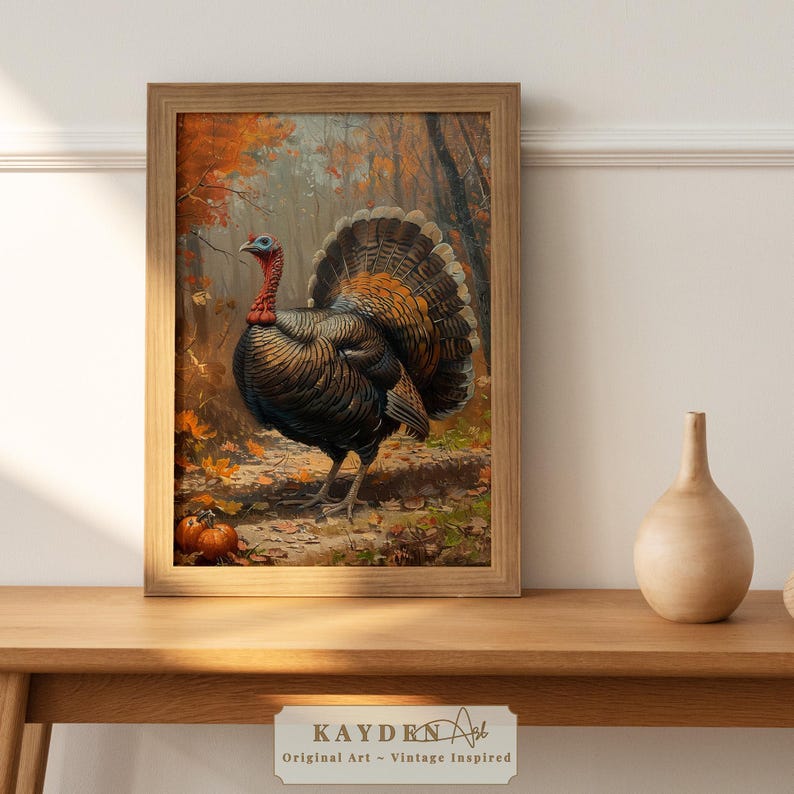 Vintage Turkey Art Print Fall Autumn Thanksgiving Holiday Wall Art ...