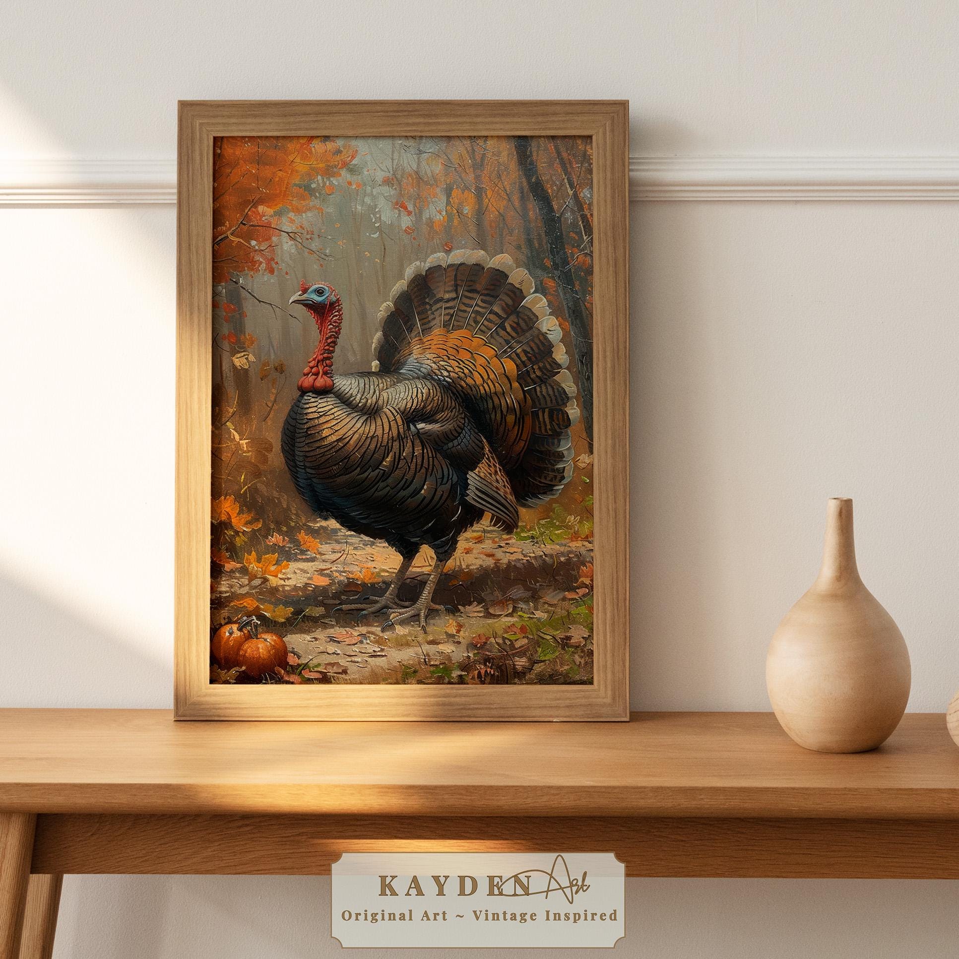Vintage Turkey Art Print Fall Autumn Thanksgiving Holiday Wall Art ...