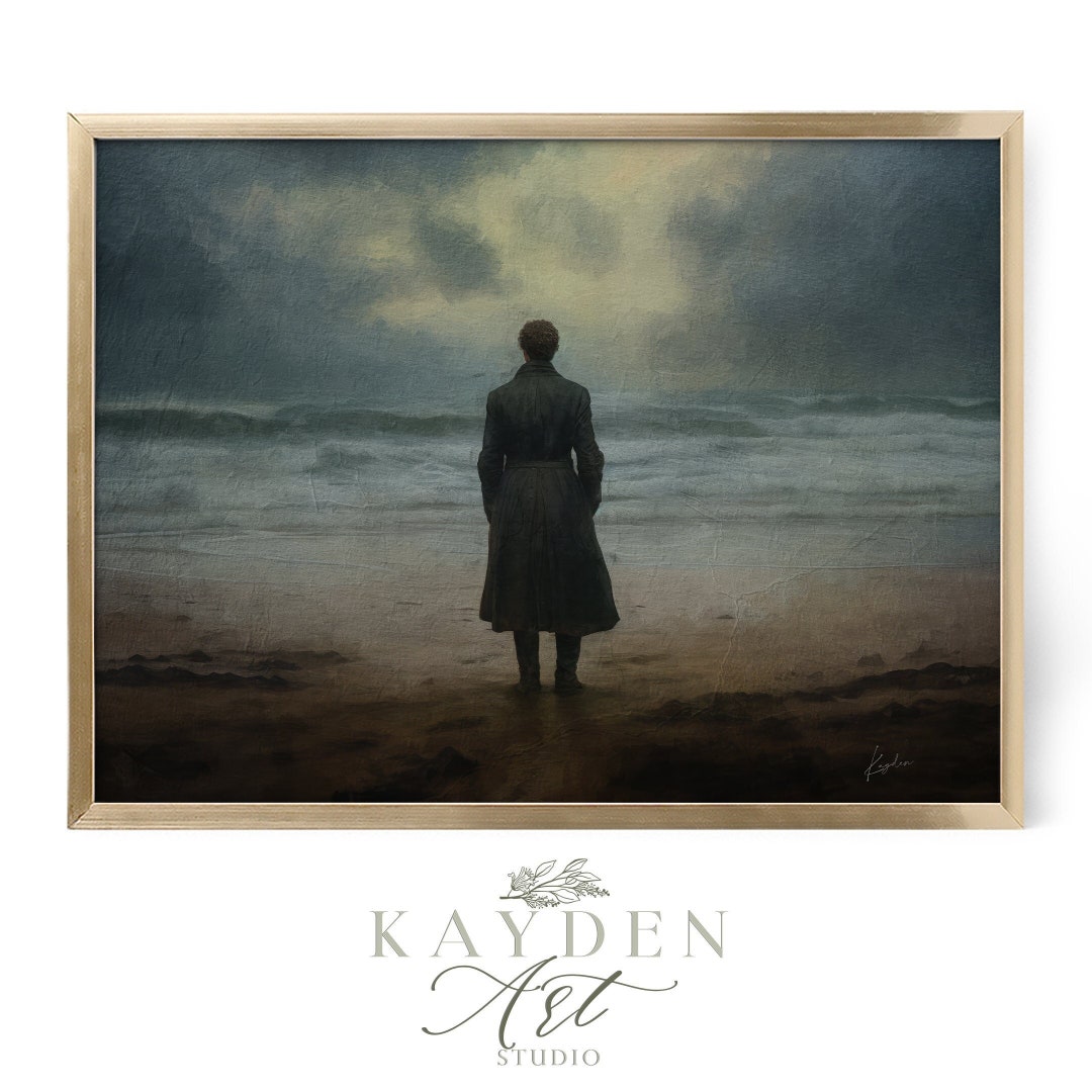 Solitude by the Sea: Vintage Period Portrait Digital Art Print ...