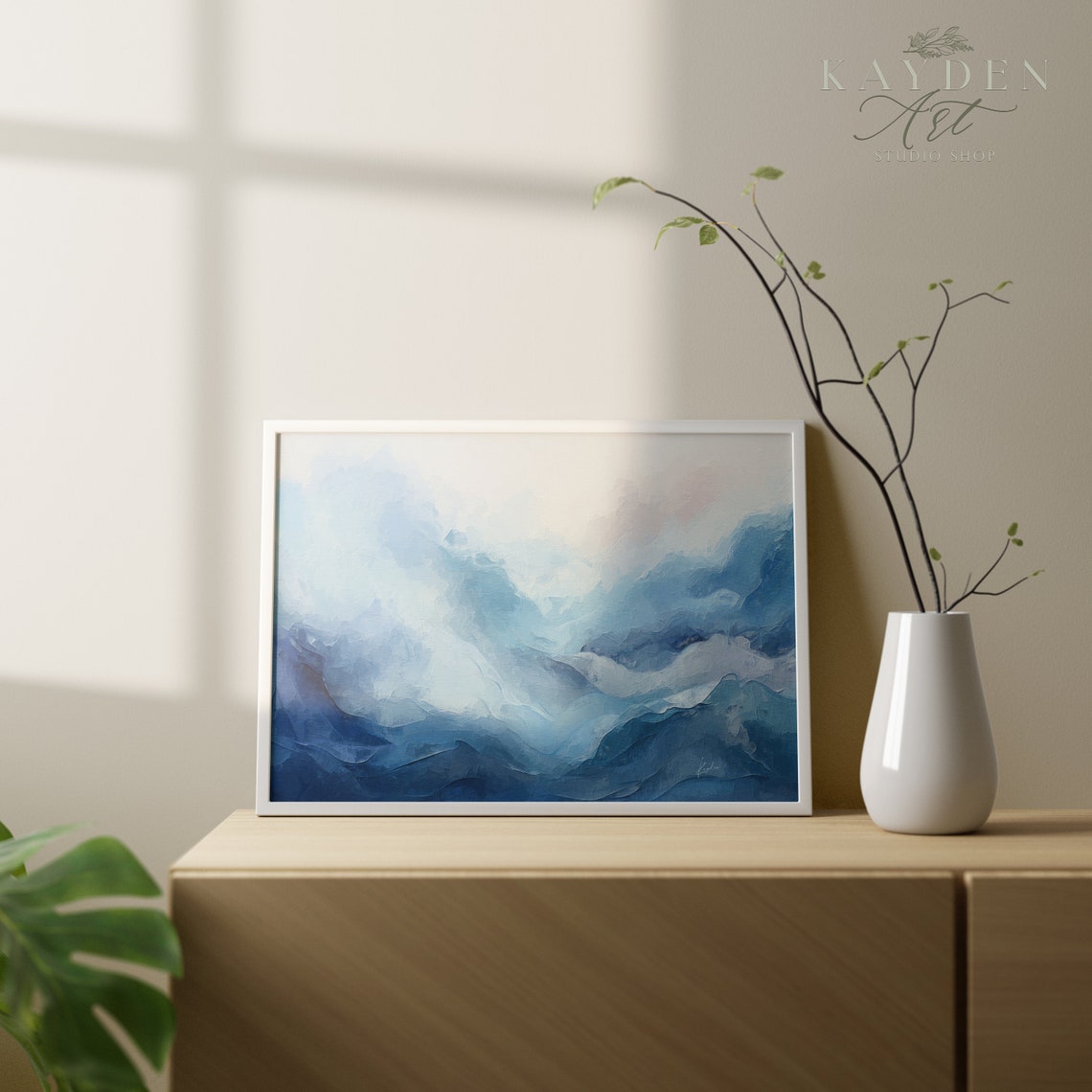 Blue Bliss Ocean Waves Abstract, Digital Art Print, Downloadable, Self ...