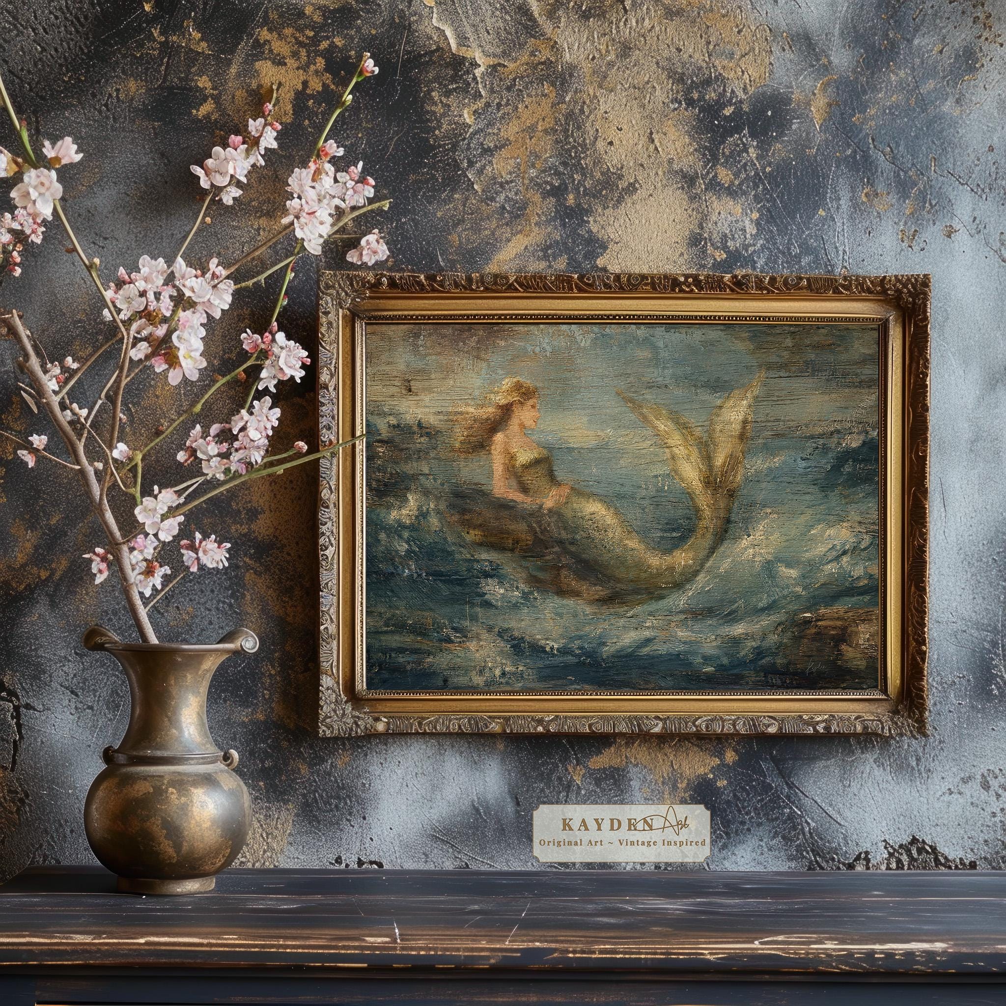 Mermaid Digital Oceancore Vintage Art Print Wall Art Printable Decor ...