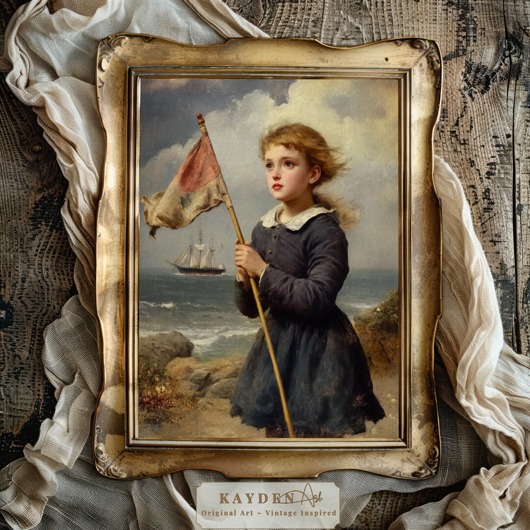 Summer Girl by the Sea Vintage Artwork Style Nautical Home Decor Ocean ...