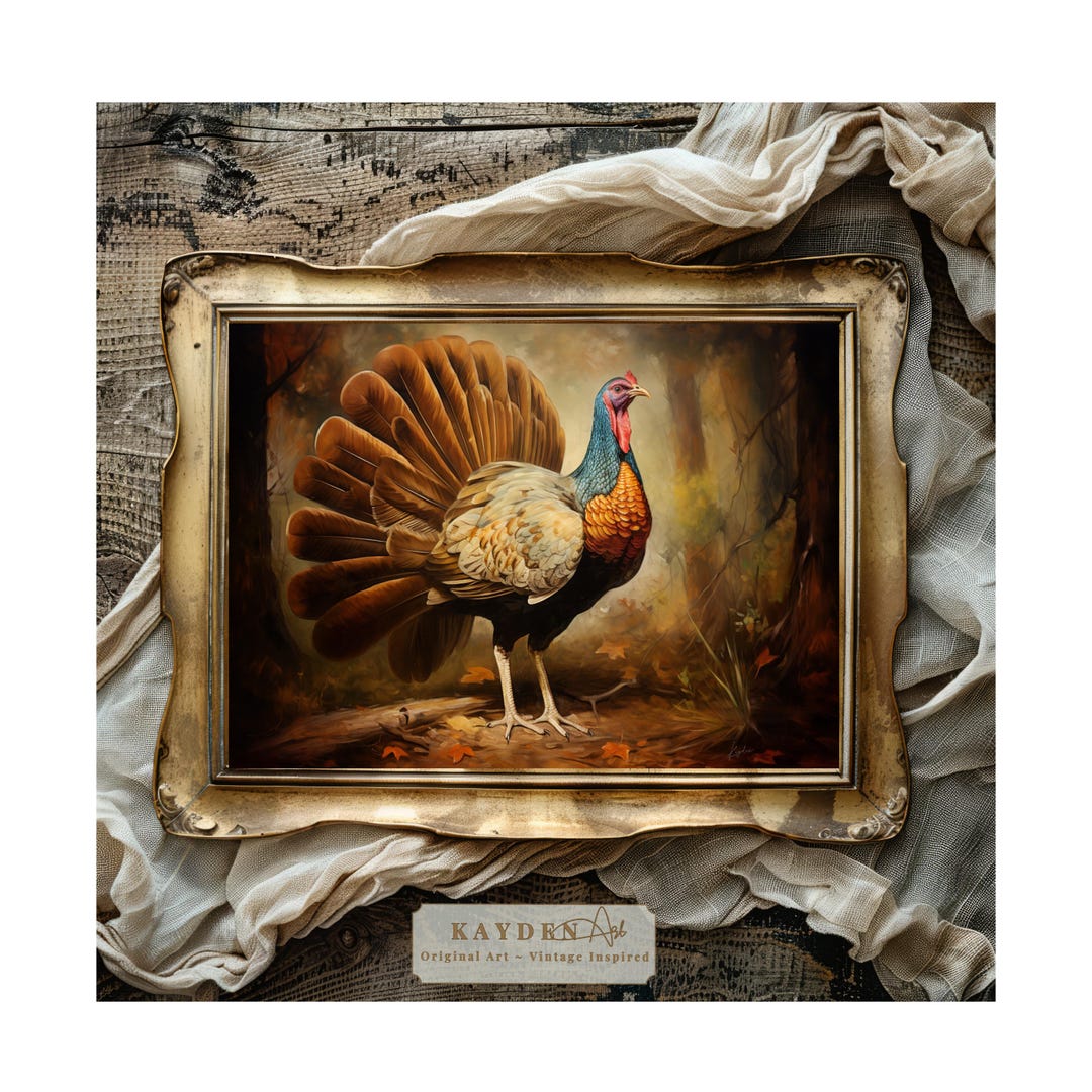 Vintage Style Turkey Art, Fall, Autumn, Thanksgiving Holiday, Wall Art ...